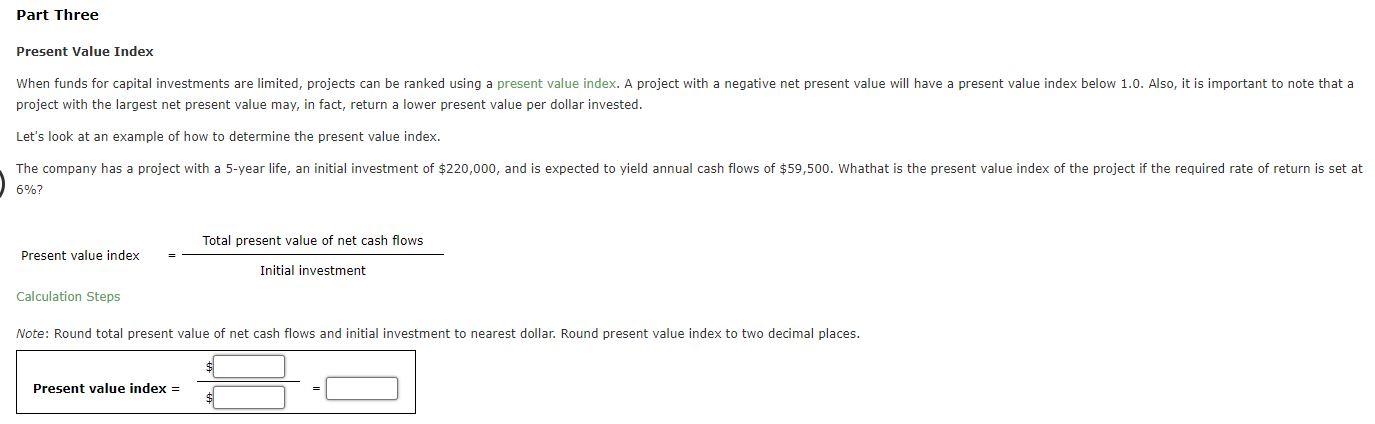 Solved Part Two Net Present Value Method Net present value | Chegg.com