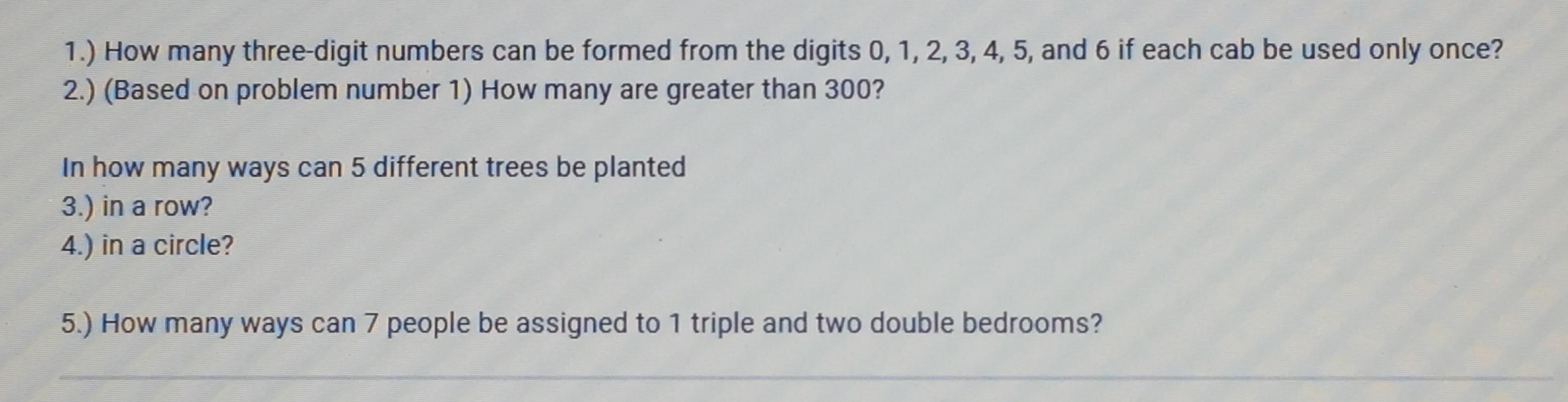 Solved 1.) How many three-digit numbers can be formed from | Chegg.com