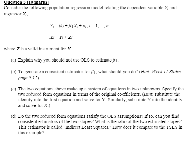 Solved Question 3 [10 marks Consider the following | Chegg.com Solved Question 3 [10 marks Consider the following | Chegg.com