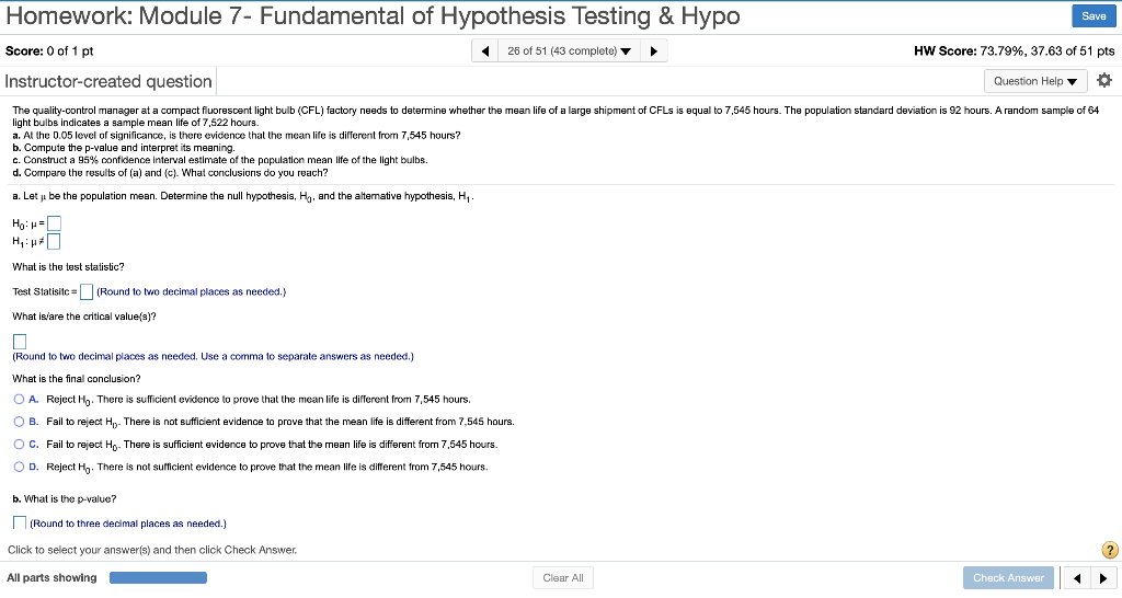 Solved Homework: Module 7- Fundamental of Hypothesis Testing | Chegg.com
