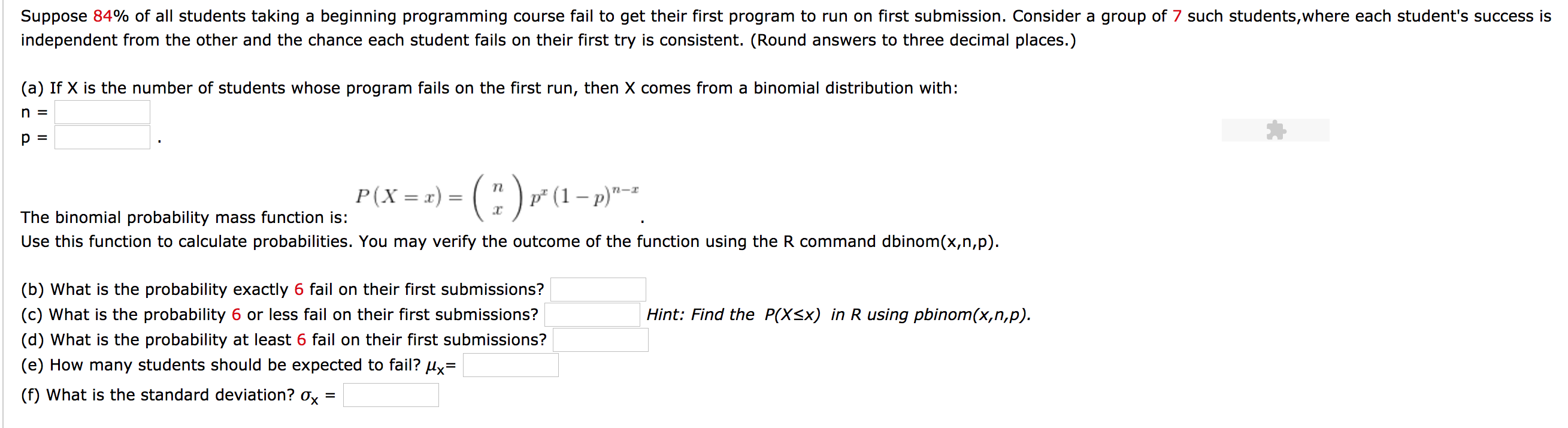 Solved Suppose 84% of all students taking a beginning | Chegg.com