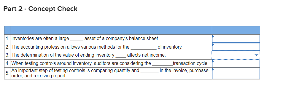 Solved Part 2 - Concept Check | Chegg.com