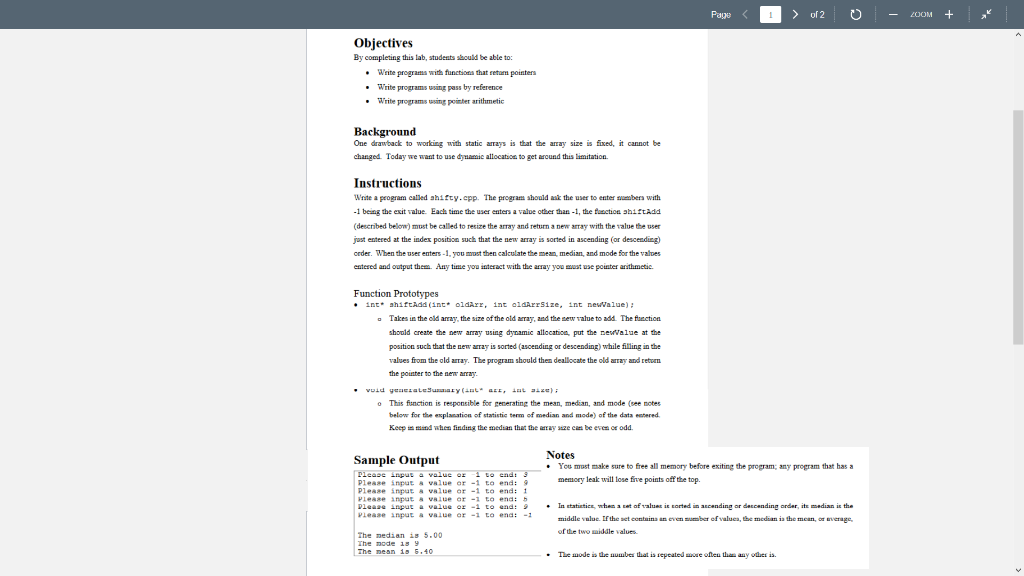 Solved Page > of 2 O ZOOM Objectives By completing this lab, | Chegg.com