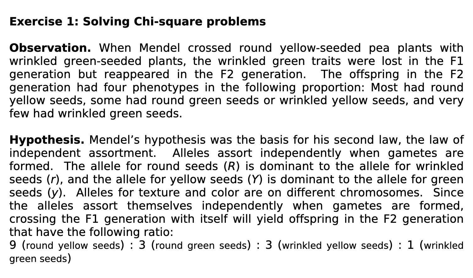 Solved Exercise 1: Solving Chi-square problems Observation. | Chegg.com