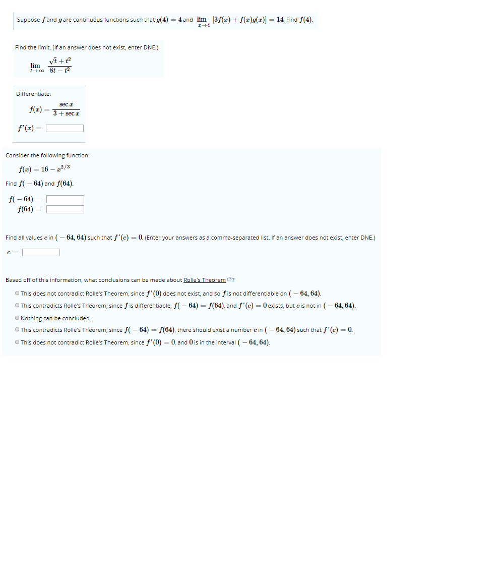 Solved Suppose f and gare continuous functions such that | Chegg.com