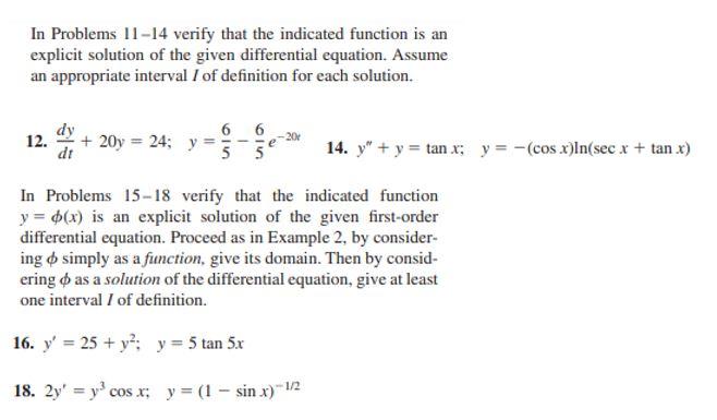 Solved In Problems 11-14 verify that the indicated function | Chegg.com