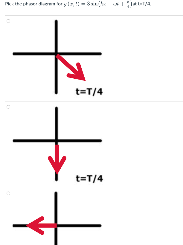 Solved Pick the phasor diagram for y(x,t)=3sin(kx−ωt+4π) at | Chegg.com