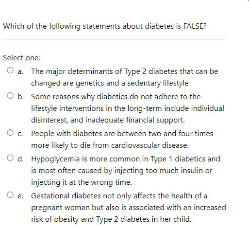 Solved Which of the following statements about diabetes is | Chegg.com