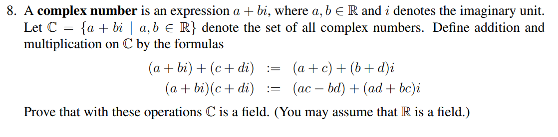 Solved A complex number is an expression a+bi, where a,b∈R | Chegg.com