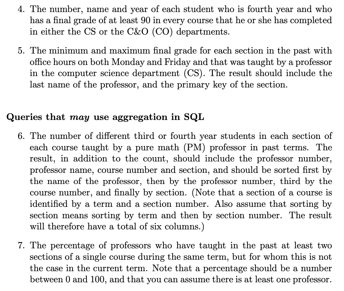 Solved 4. The number, name and year of each student who is | Chegg.com