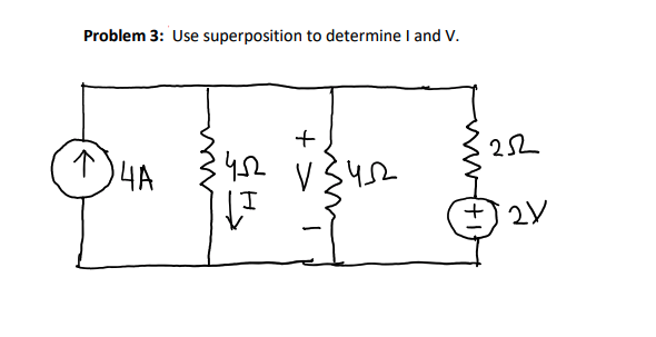 Solved Problem 3: Use superposition to determine I and V | Chegg.com