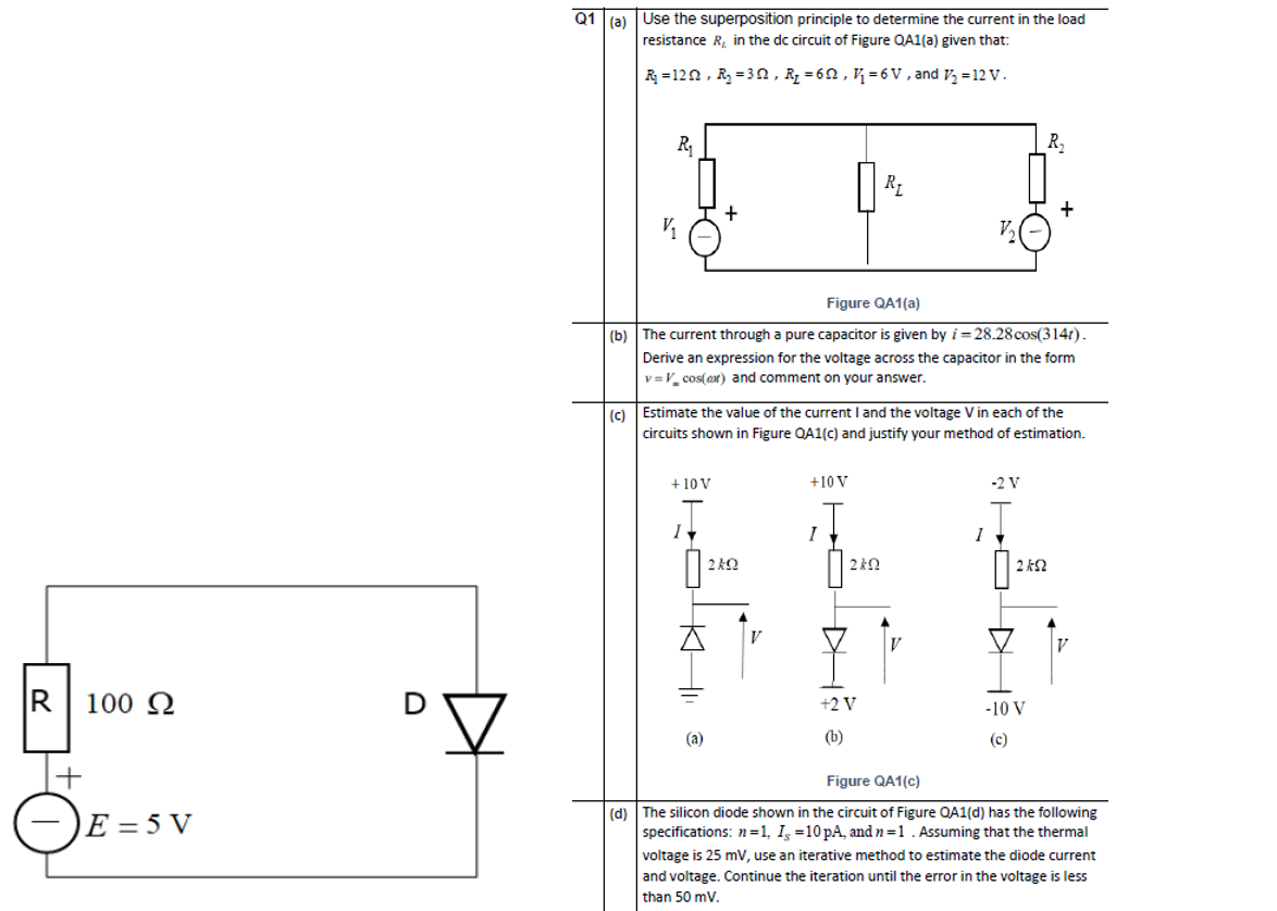 Solved Q1 (a) Use the superposition principle to determine | Chegg.com