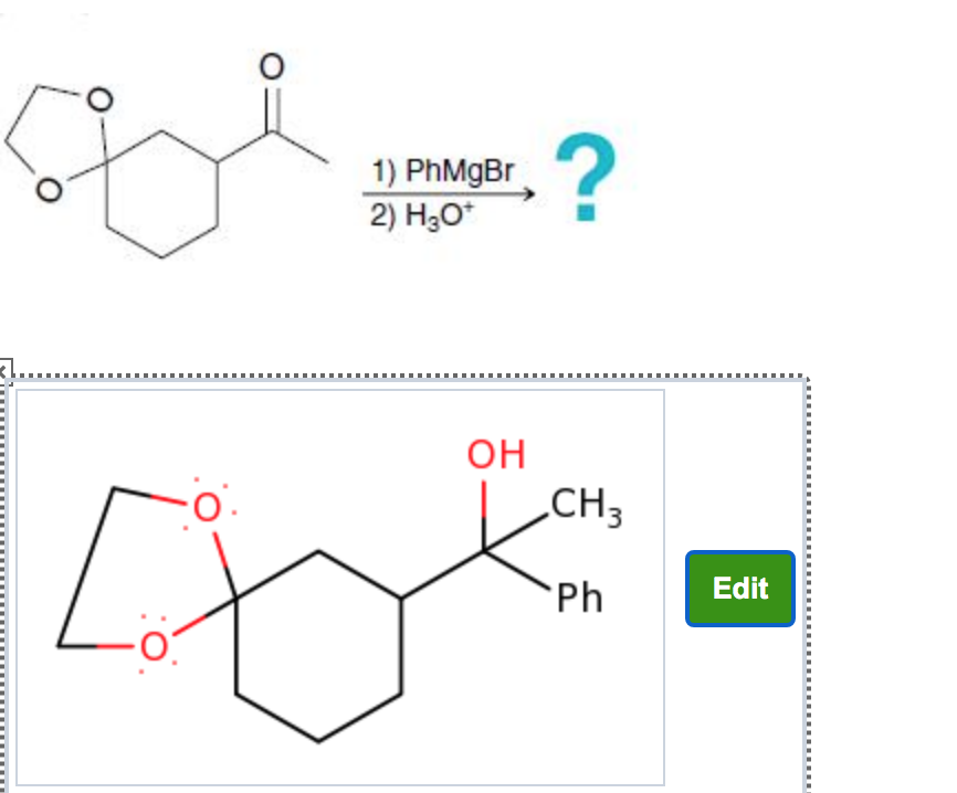 Solved 1) PhMgBr 2) H30* ? OH CH3 [ Ph Edit | Chegg.com