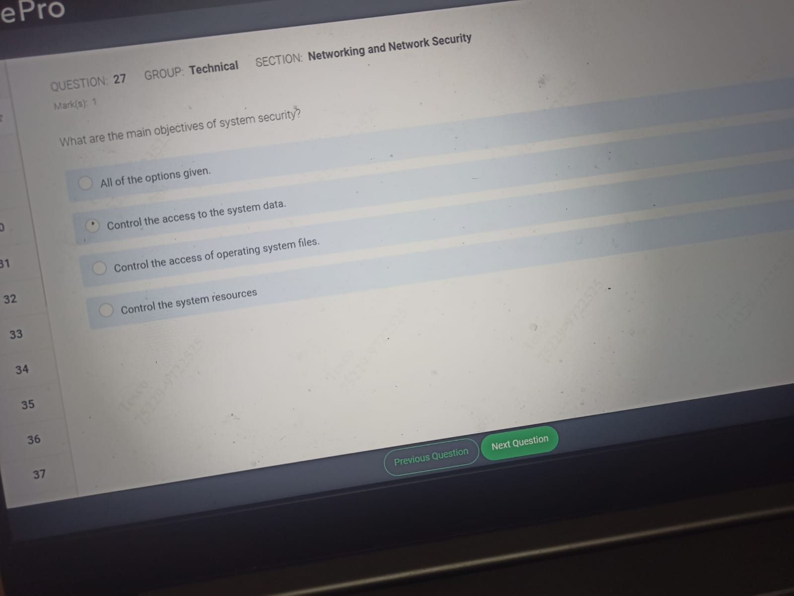 Solved QUESTION: 27 GROUP: Technical SECTION: Networking and | Chegg.com