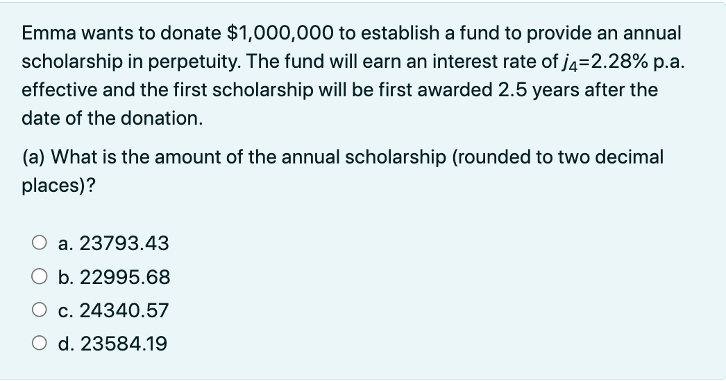 Solved Emma wants to donate $1,000,000 to establish a fund | Chegg.com