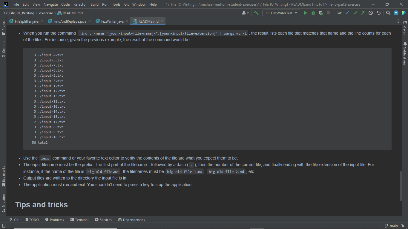 Solved 17_File_IO_Writing exercise M101 README.md C) | Chegg.com