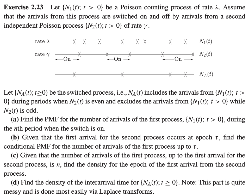 Exercise 2.23 Let {Ni(t); t > 0} be a Poisson | Chegg.com