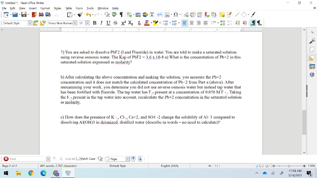 Solved Untitled 1 - Neat Office Writer File Edit View Insert | Chegg.com