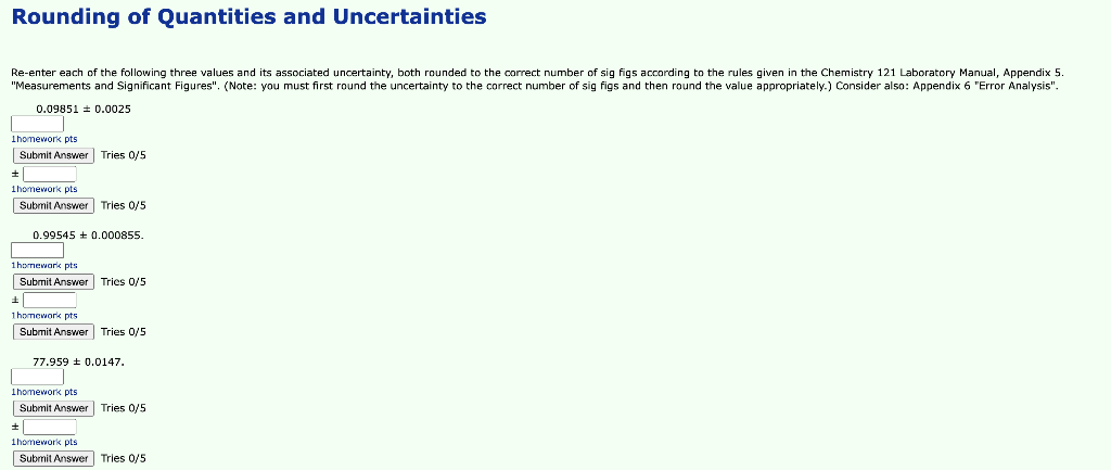 Solved Rounding of Quantities and Uncertainties Re-enter | Chegg.com