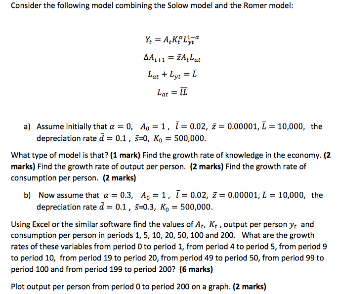 Consider the following model combining the Solow | Chegg.com