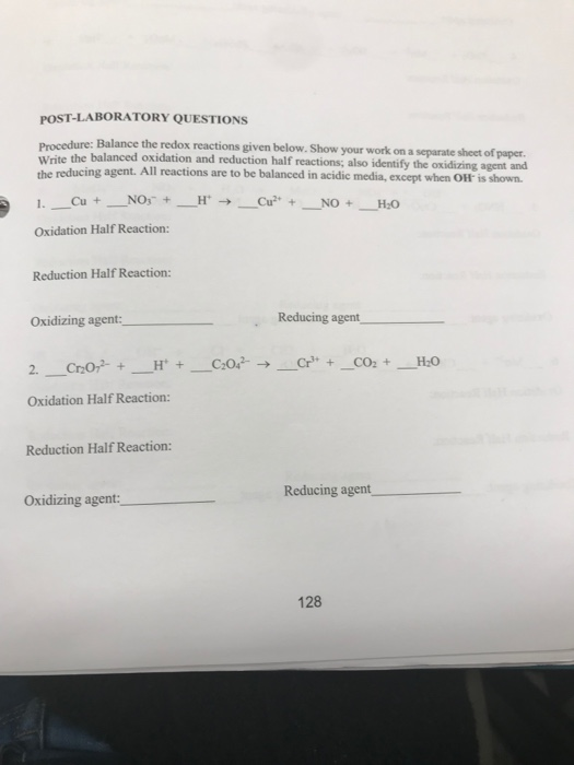 Solved POST-LABORATORY QUESTIONS Procedure: Balance the | Chegg.com