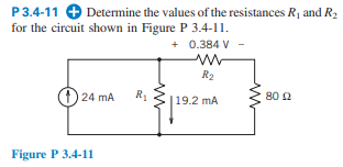 Solved P 3.4-11 ⊕ Determine the values of the resistances R1 | Chegg.com