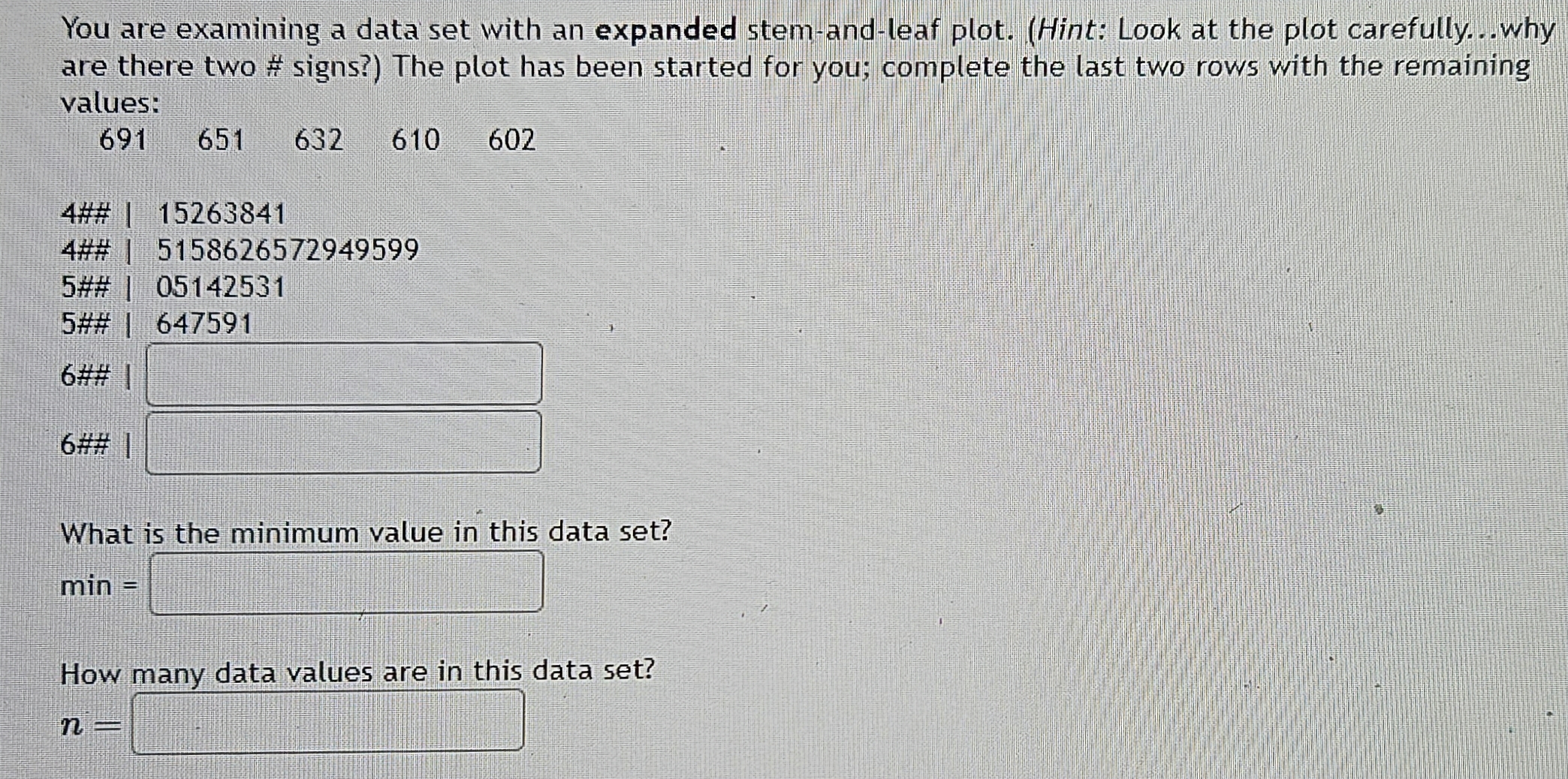 You are examining a data set with an expanded | Chegg.com