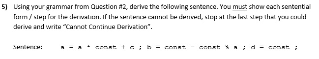 Solved For the following BNF grammar rules, answer the | Chegg.com