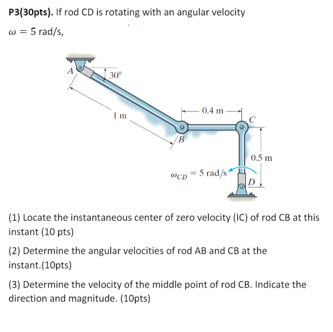 Solved P3(30pts). If rod CD is rotating with an angular | Chegg.com
