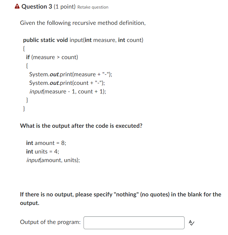 Solved A Question 3 (1 point) Retake question Given the | Chegg.com Solved A Question 3 (1 point) Retake question Given the | Chegg.com
