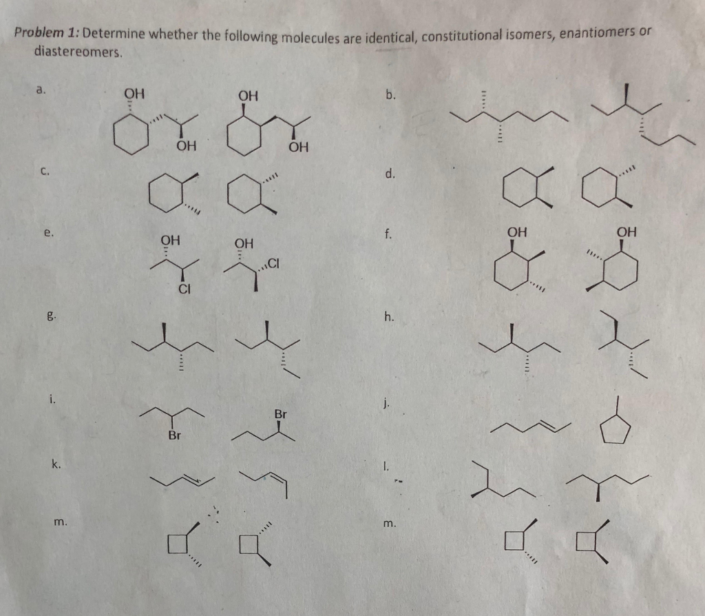 Solved Problem 1: Determine whether the following molecules | Chegg.com