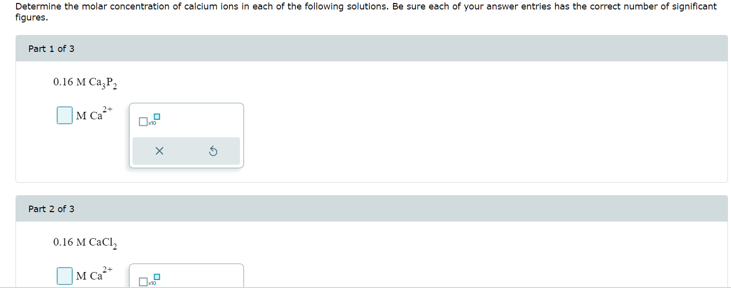 Solved Determine the molar concentration of calcium ions in | Chegg.com