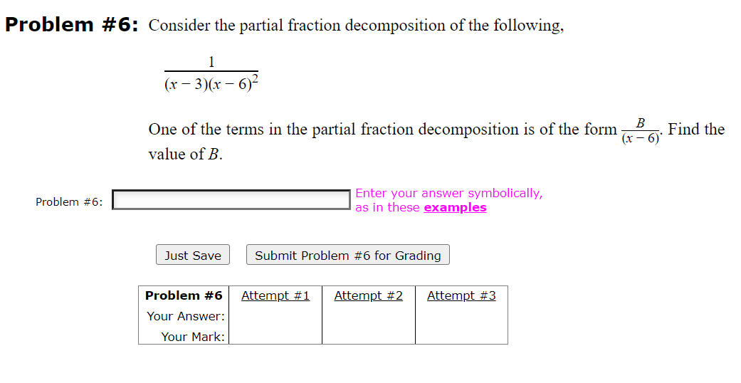 Solved Problem # 6: Consider the partial fraction | Chegg.com
