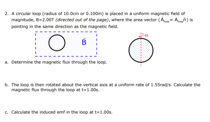 Solved 2. A circular loop (radius of 10.0cm or 0.100m) is | Chegg.com