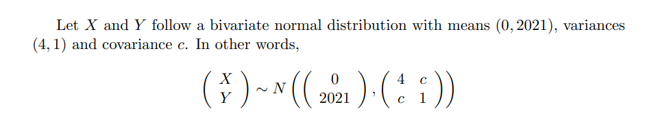 Solved Let X and Y follow a bivariate normal distribution | Chegg.com