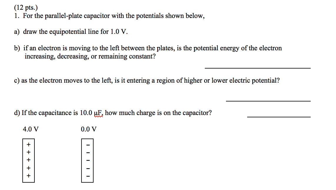 Solved (12 pts.) 1. For the parallel-plate capacitor with | Chegg.com