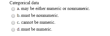 Solved Categorical data a. may be either numeric or | Chegg.com