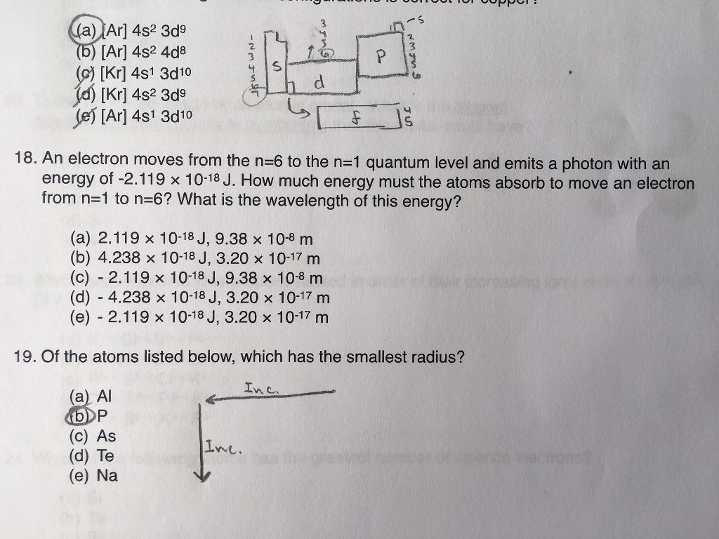 Solved a) lAr] 4s2 3d9 [Ar] 4s2 4d8 (o) [Kr] 4s1 3d10 [Kr] | Chegg.com