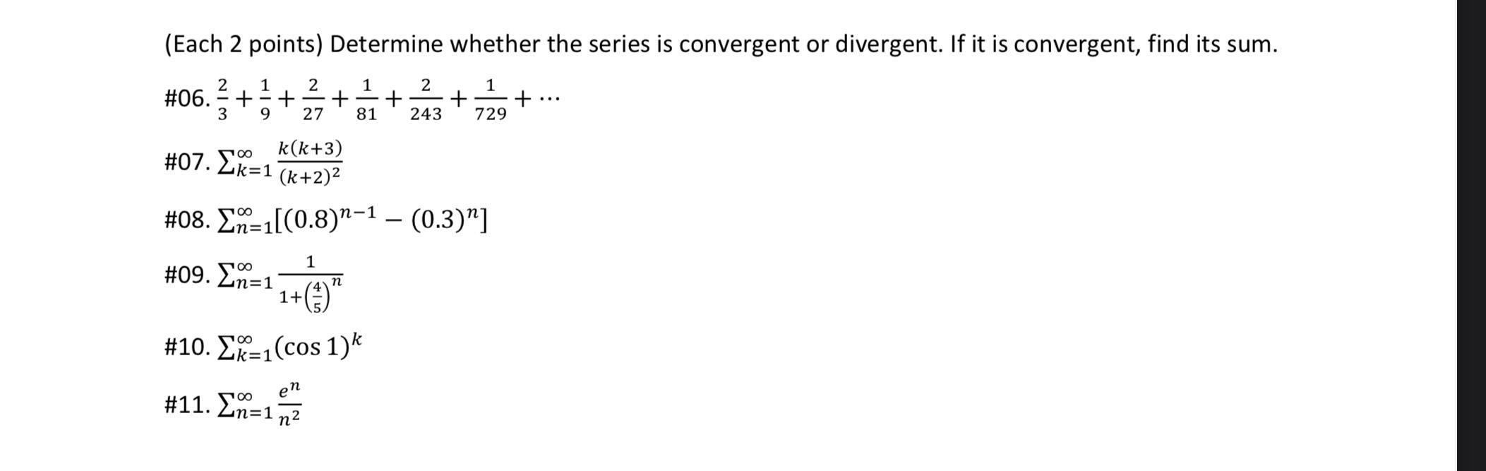 Solved 1 2 1 2 1 2 + + + + 3 9 27 81 243 + 729 (Each 2 | Chegg.com