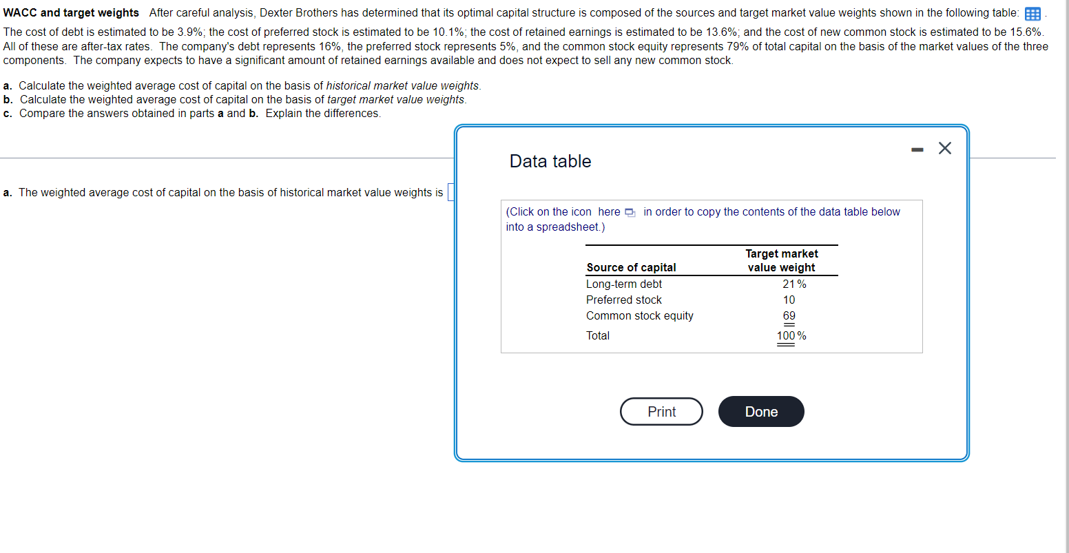 Solved WACC and target weights After careful analysis, | Chegg.com