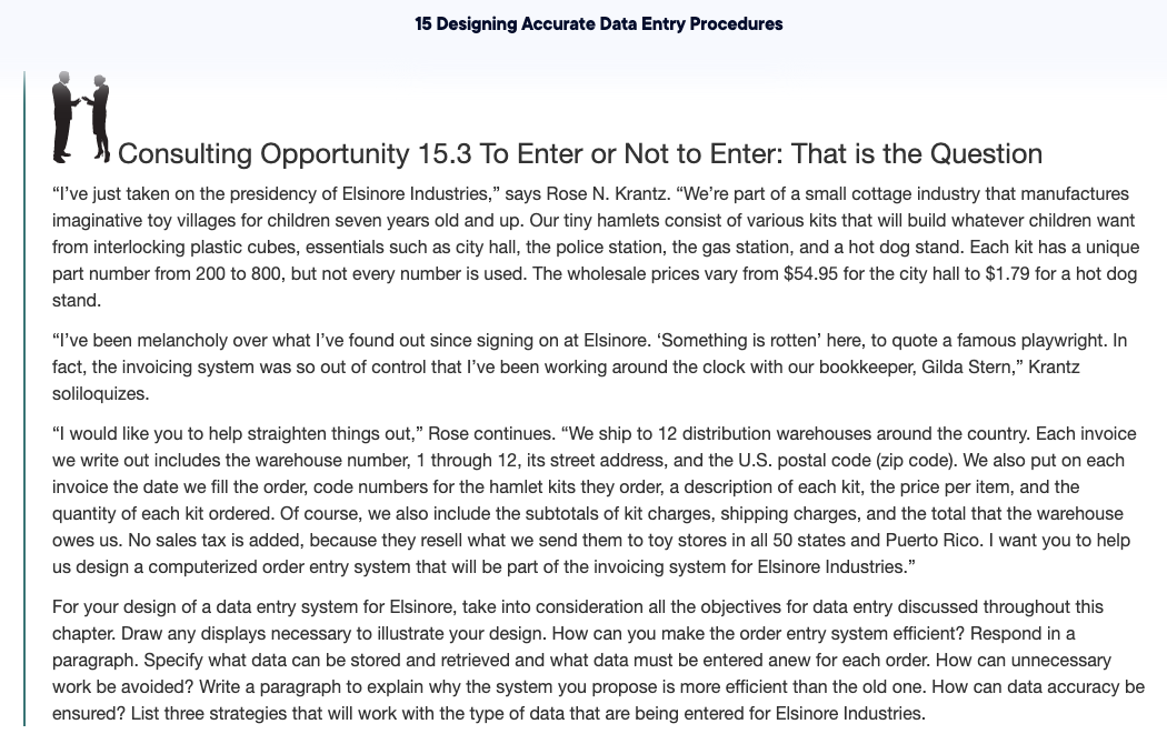 Solved 15 Designing Accurate Data Entry Procedures | Chegg.com