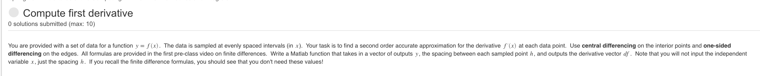 Solved Compute first derivative O solutions submitted (max: | Chegg.com