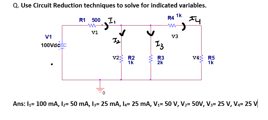 Solved Q. Use Circuit Reduction techniques to solve for | Chegg.com