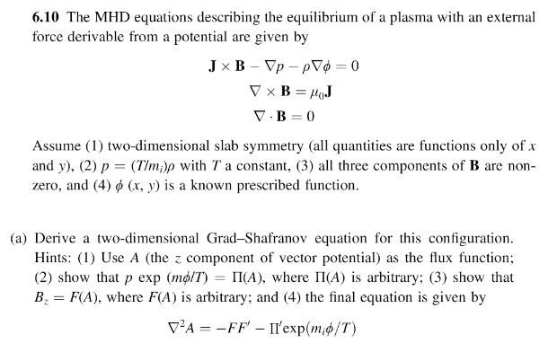 Solved Question: Find the solution for 6.10 from Ideal MHD | Chegg.com