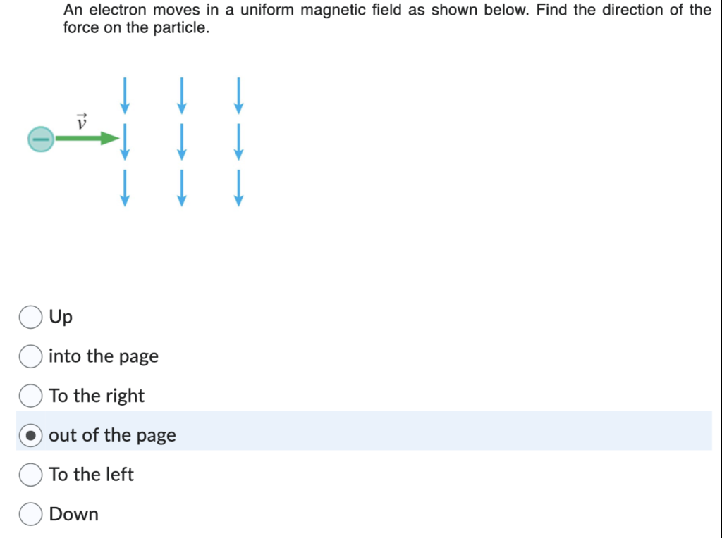 [Solved]: An electron moves in a uniform magnetic field as