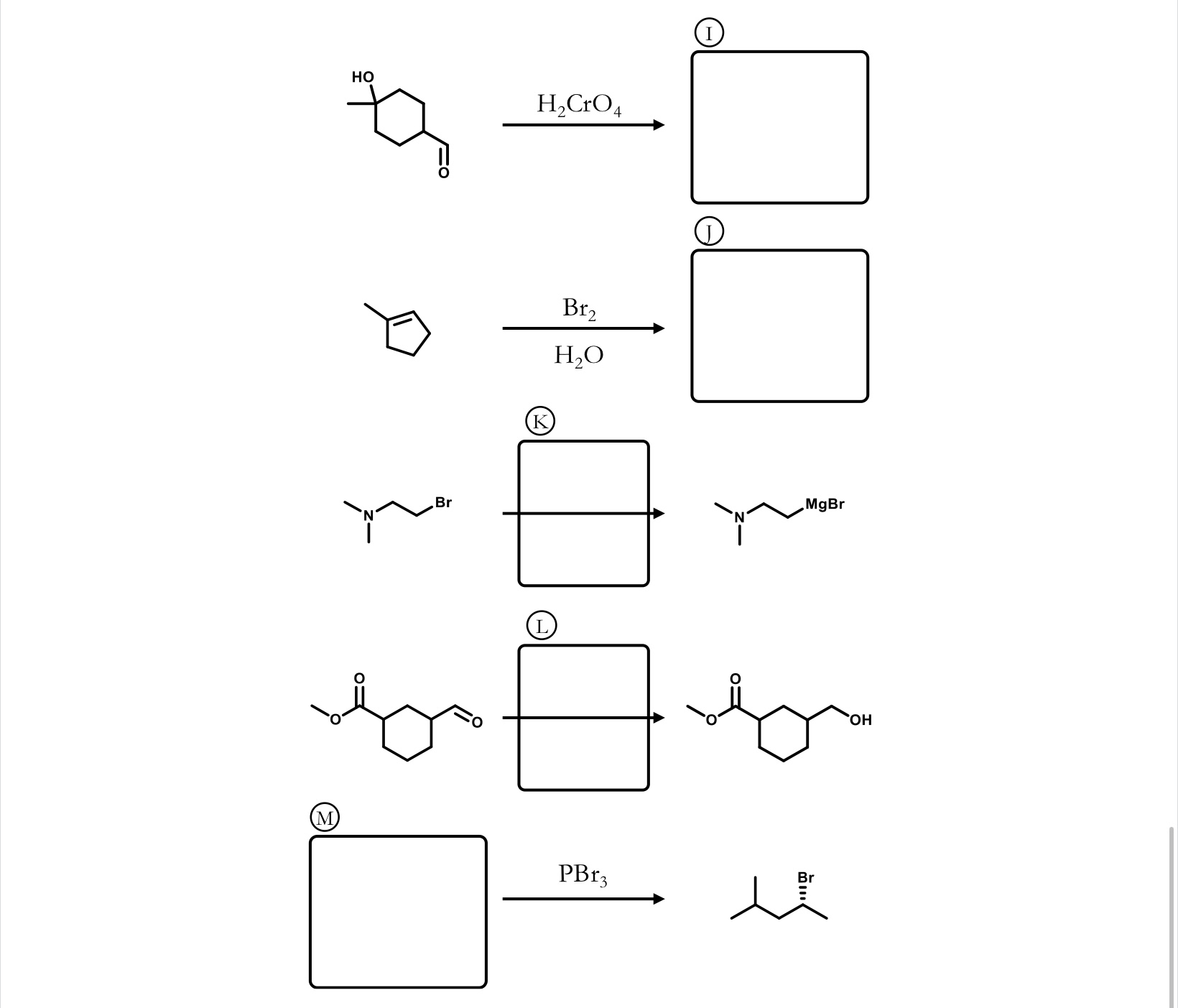 Solved 2a-m. Provide the missing product(s), reactant(s), or | Chegg.com