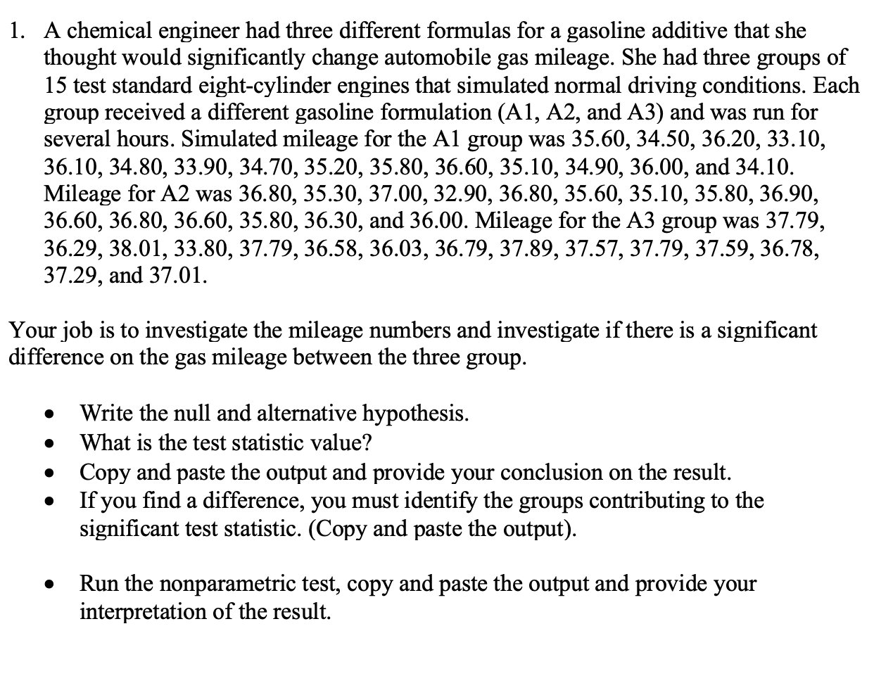 Solved 1. A chemical engineer had three different formulas | Chegg.com