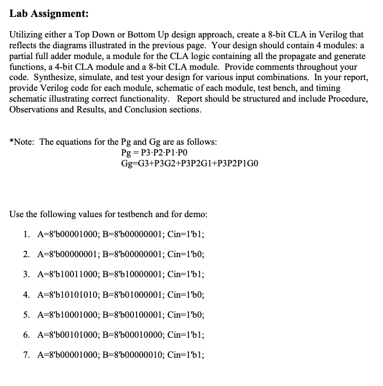 8-Bit Carry Lookahead Adder Design: An 8-bit CLA | Chegg.com