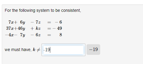 Solved For the following system to be consistent, | Chegg.com