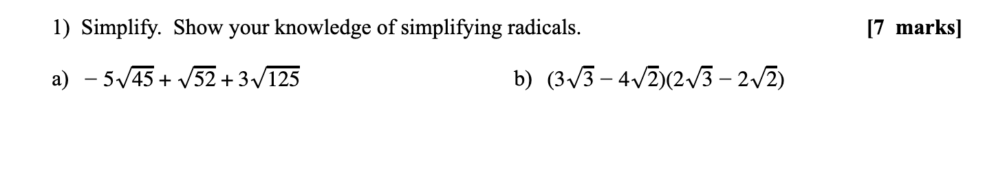 Solved 1) Simplify. Show your knowledge of simplifying | Chegg.com
